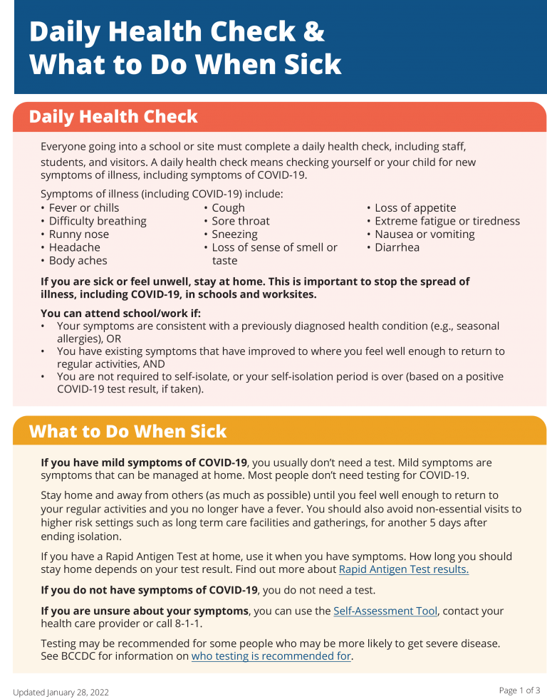 Daily Health Check – Delta Christian School